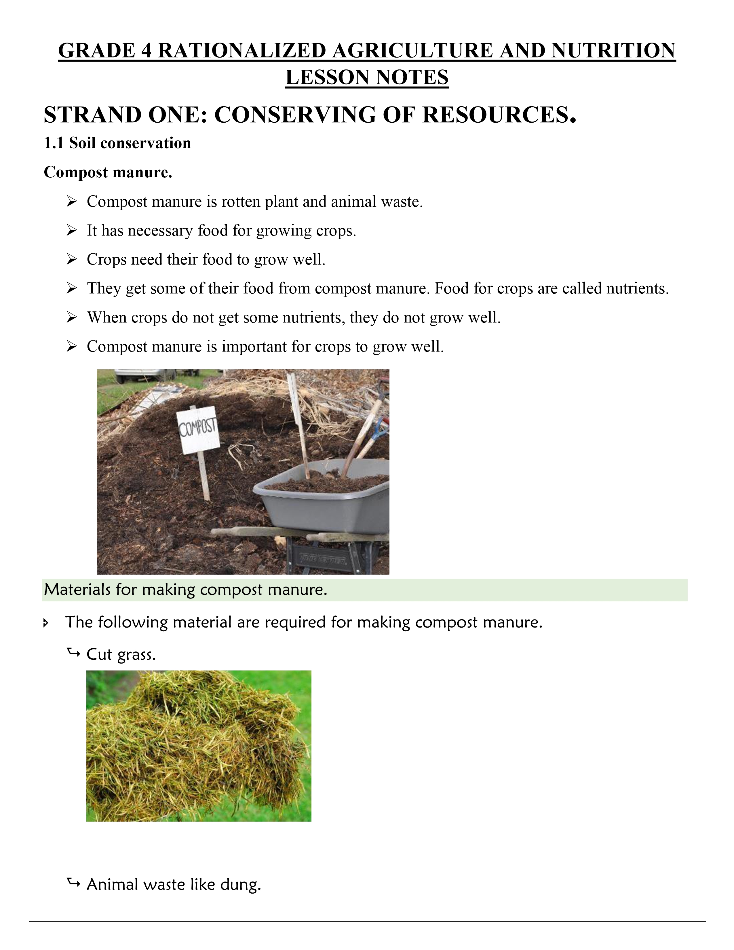 GRADE 4 AGRICULTURE AND NUTRTION NOTES